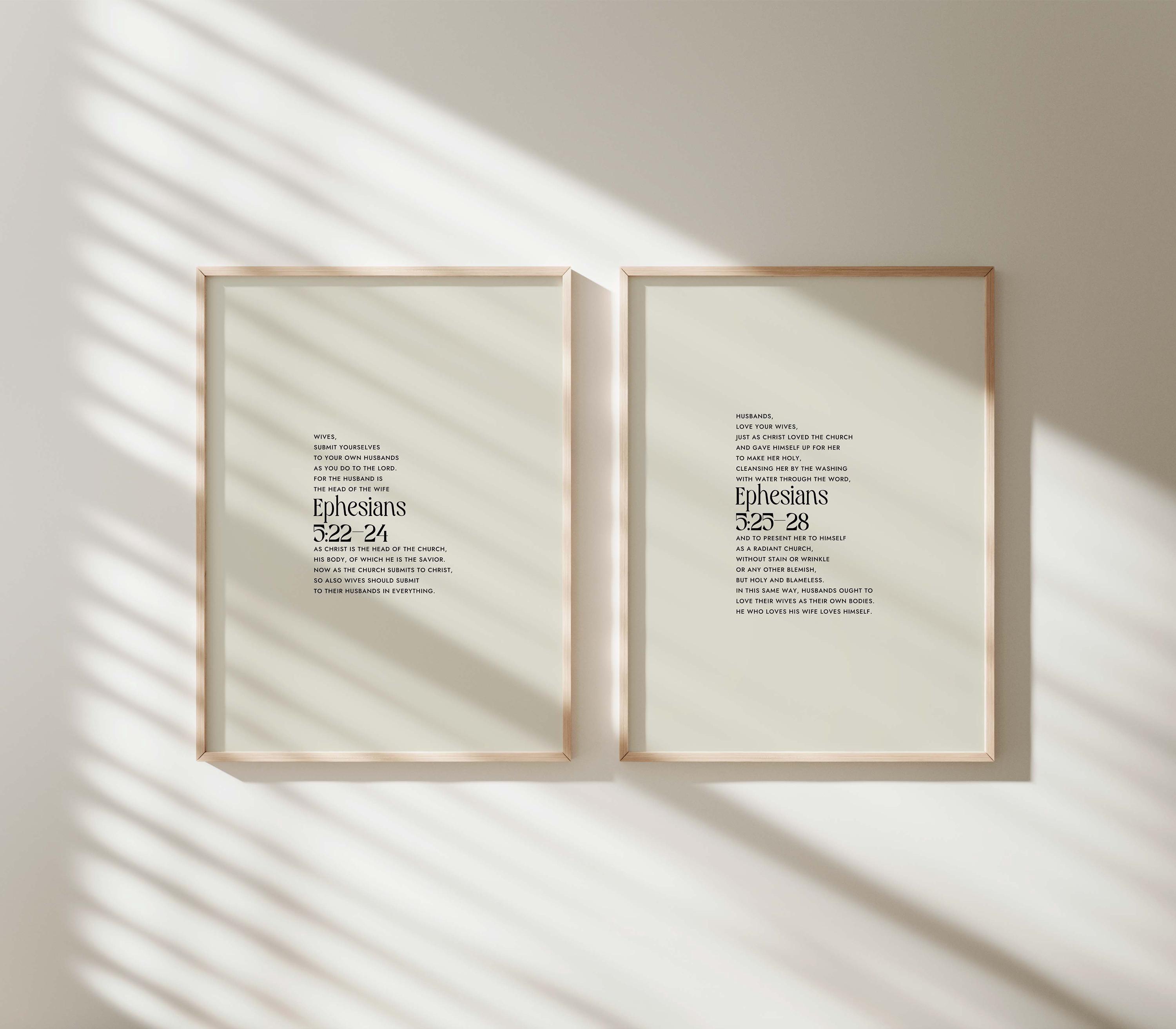 Ephesians 5:22–28 Christian Wall Art Set, Wives Submit Husbands Love ...