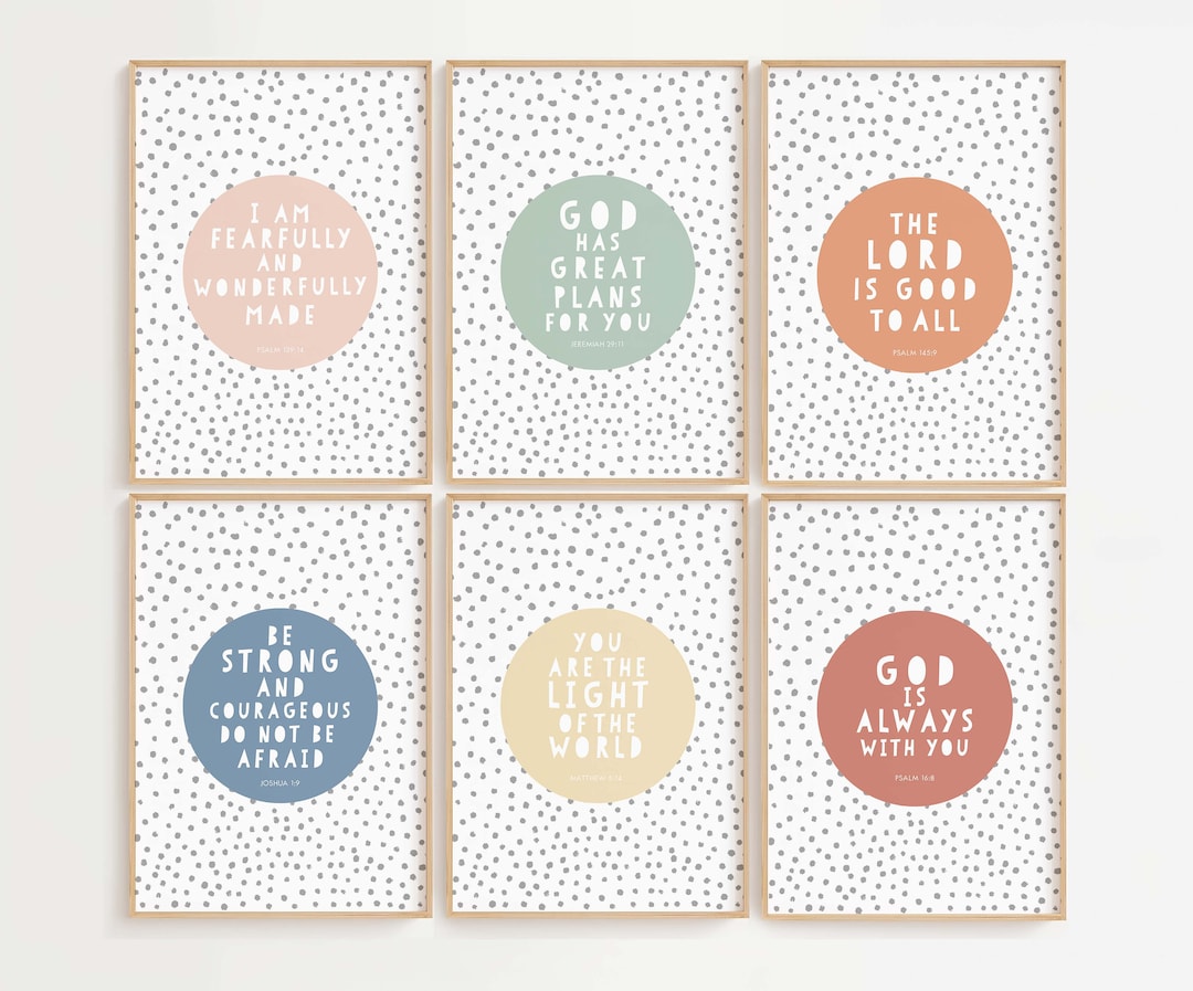 Kids Bible Verse, Scripture Poster Funky Wall Art, Church Sunday School ...