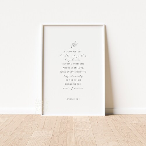 Ephesians 4:2-3 Bible Verse Wall Art Set of 2 Prints Modern - Etsy