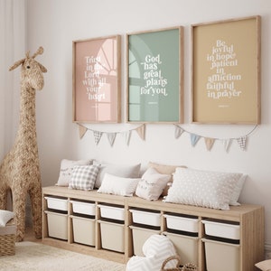 Kids Bible Verse, Scripture Poster Boho Wall Art, Church Sunday School ...