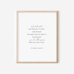 St. Teresa of Calcutta, Mother Teresa, Wash the Plate Quote Wall Art ...