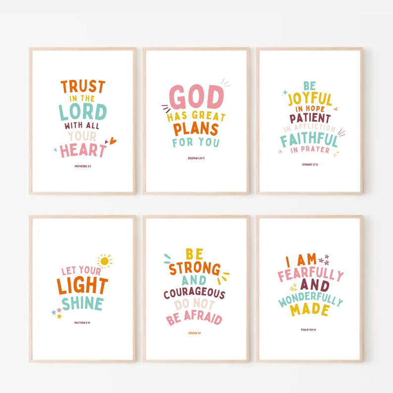 Kids Bible Verse Wall Art Sunday School Decor Christian - Etsy