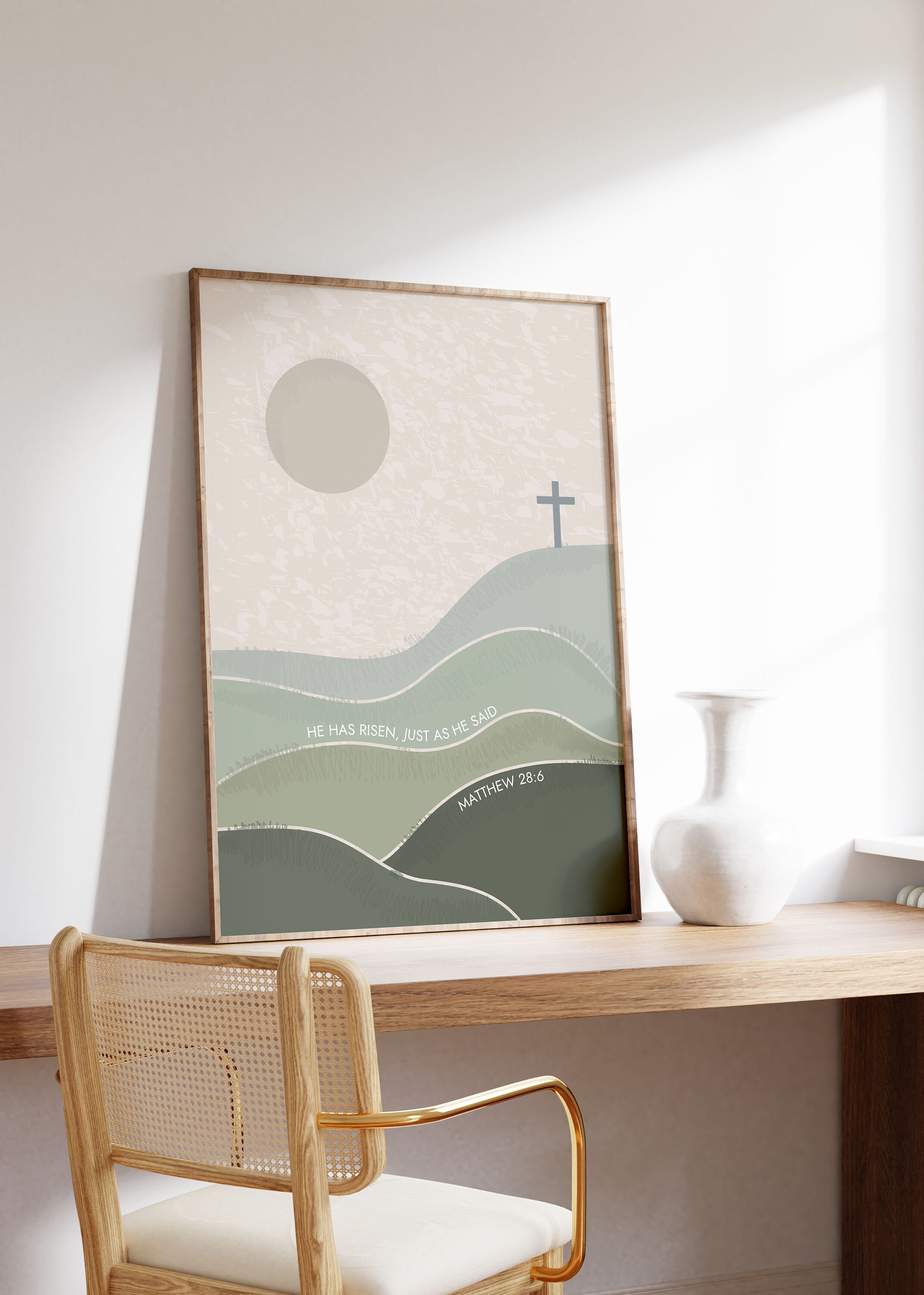 Matthew 28:6 He is Risen Modern Minimalist Scripture Easter Bible Verse ...