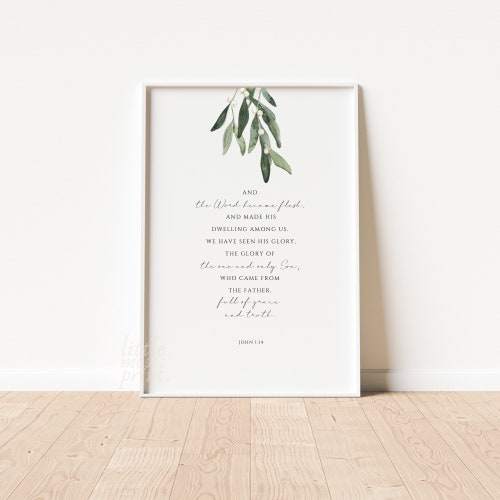 John 1:14 Christmas Christian Wall Art Bible Verse Wall Art - Etsy
