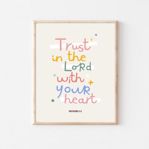 Kids Bible Verse, Scripture Poster Whimsical Wall Art, Church Sunday ...