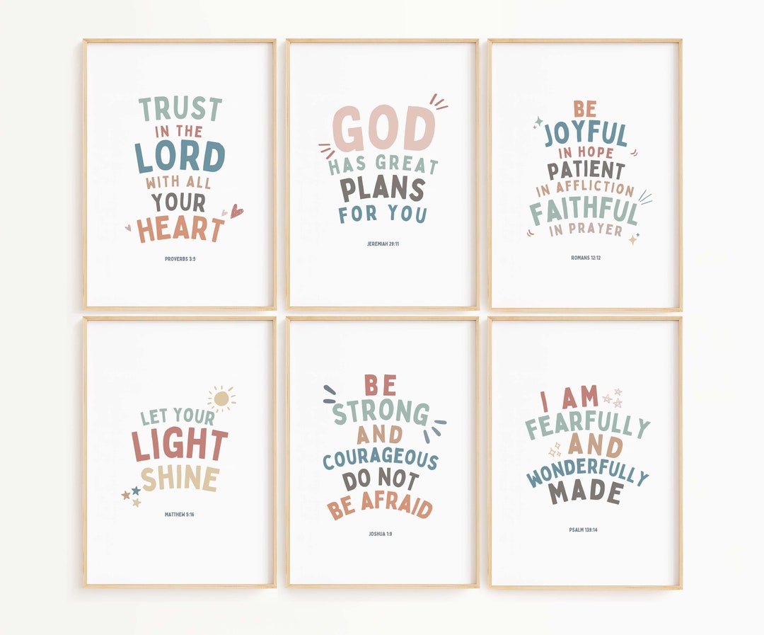 Kids Bible Verse, Scripture Poster Wall Art, Church Sunday School Decor ...