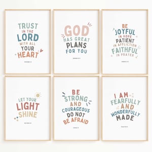 Kids Bible Verse, Scripture Poster Wall Art, Church Sunday School Decor ...
