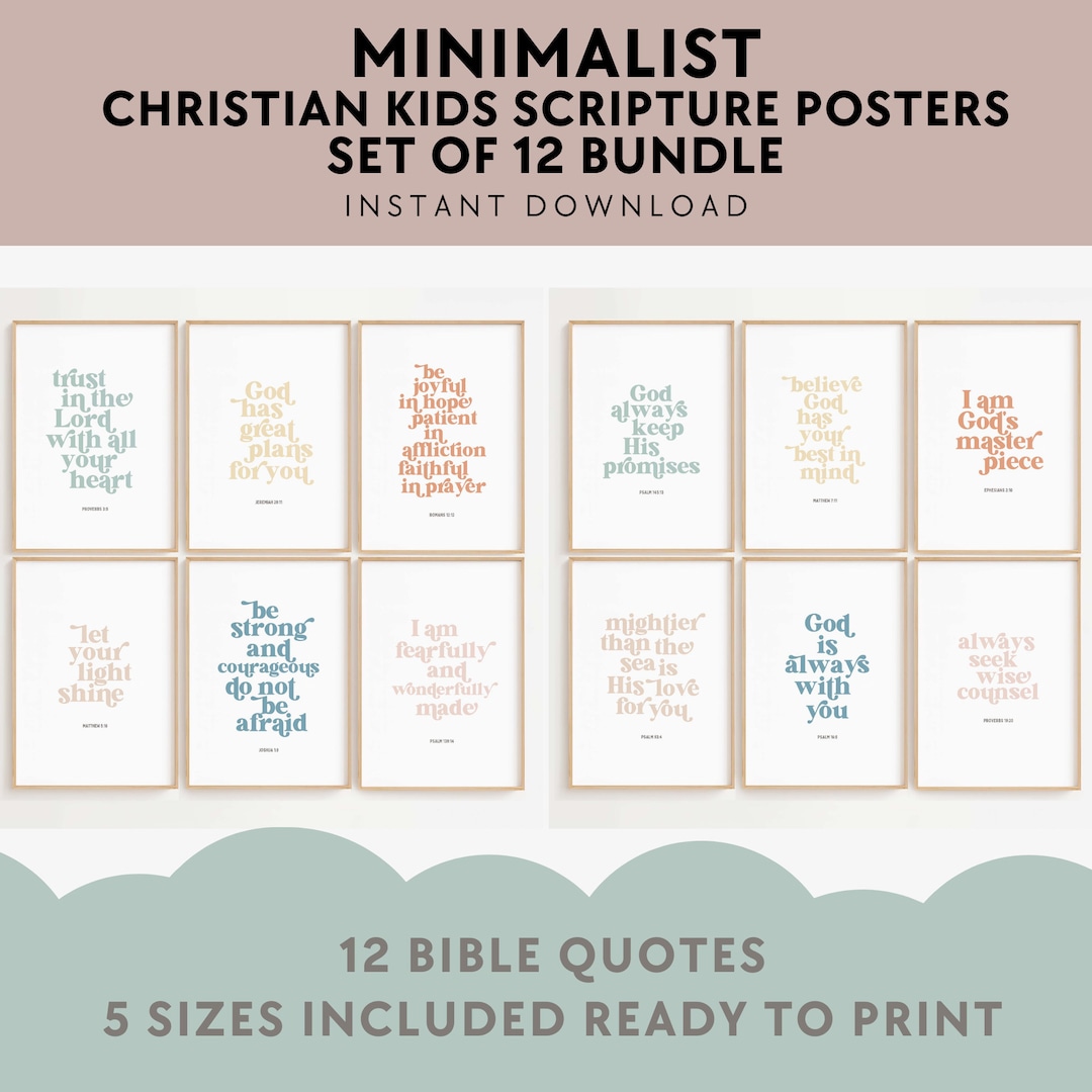 Kids Bible Verse Wall Art, Sunday School Decor, Christian Education ...