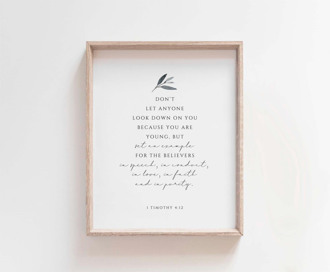 1 Timothy 4:12 Printable Bible Verse Wall Art, Christian Youth ...