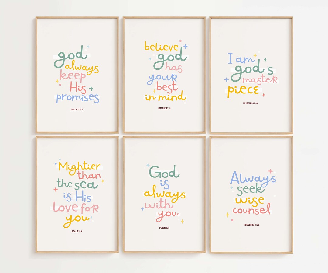 Kids Bible Verse, Scripture Poster Whimsical Wall Art, Church Sunday ...