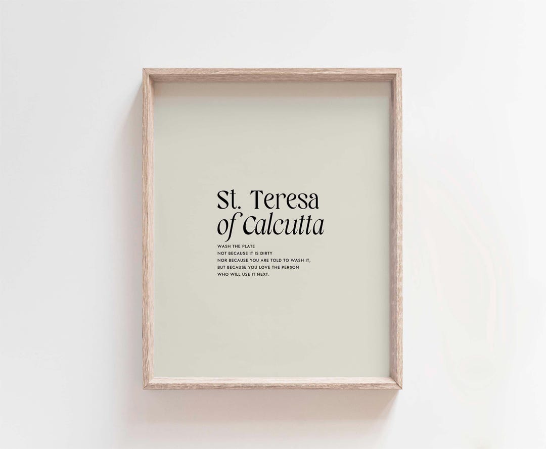 St. Teresa of Calcutta Wall Art, Wash the Plate Wall Art Printable ...