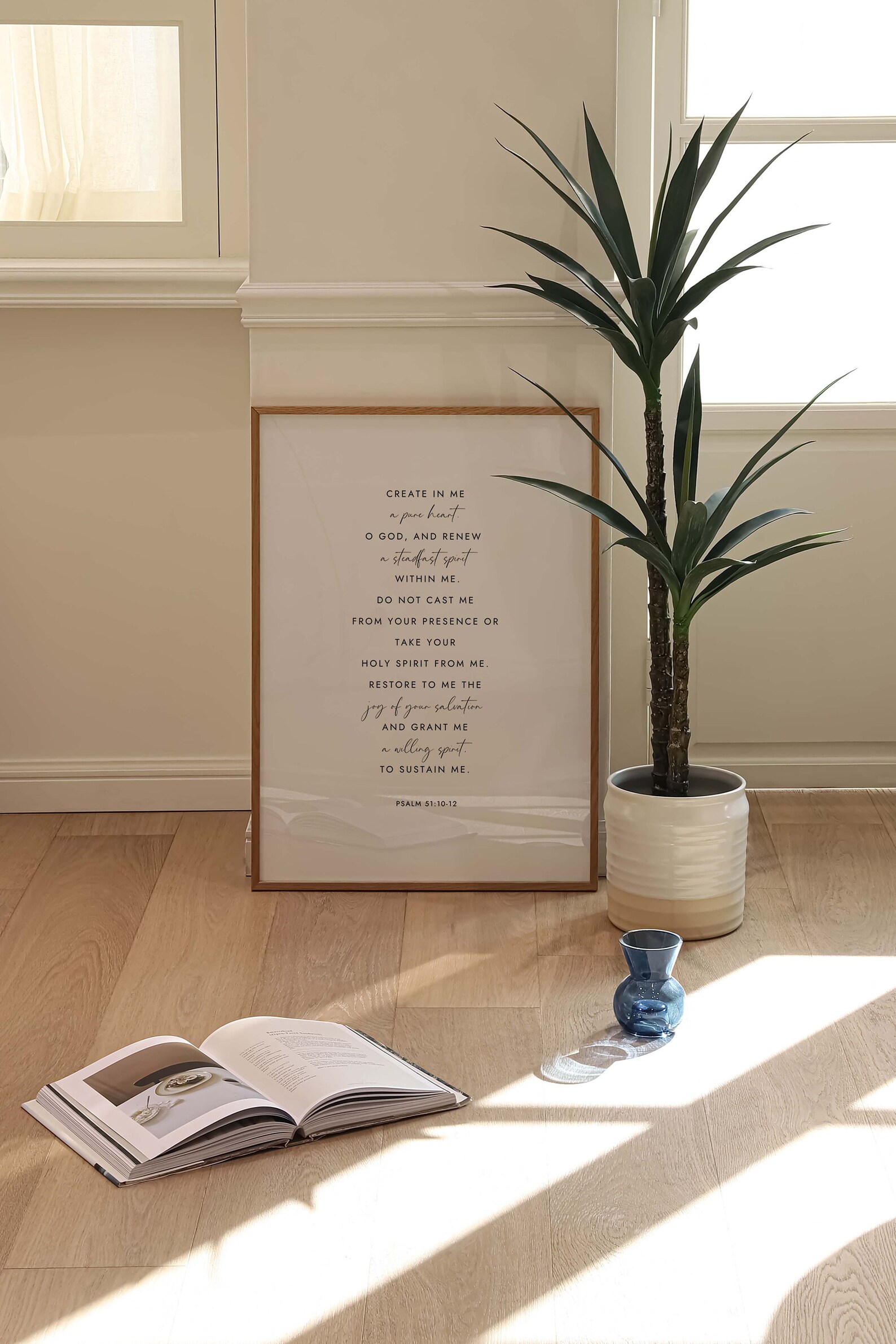 Psalm 51:10-12 Create in Me A Pure Heart Wall Art, Minimalist Christian ...