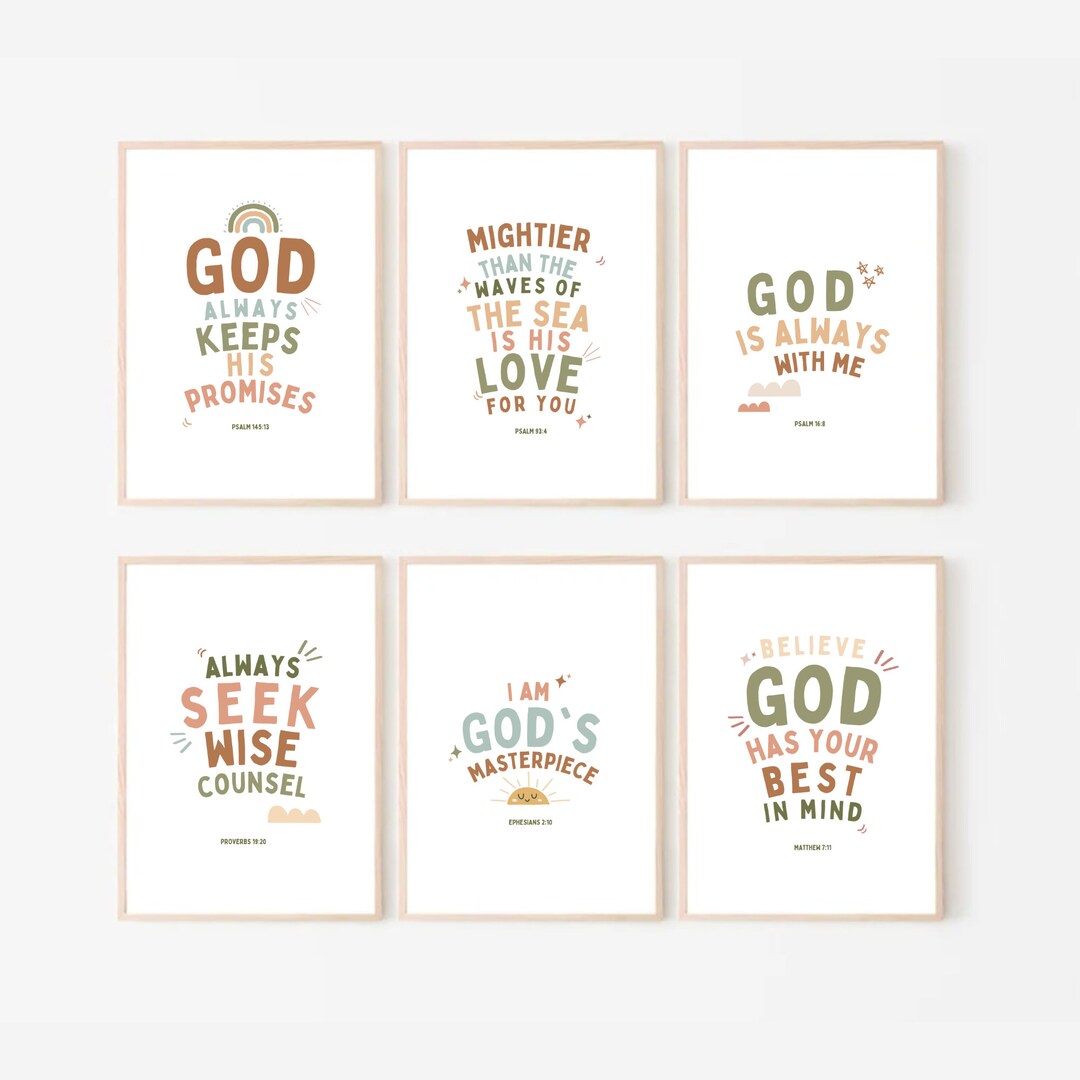 Kids Bible Verse Wall Art, Sunday School Decor, Christian Education ...