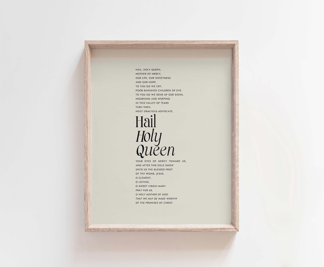 Hail Holy Queen Prayer Print, Catholic Digital Download, Marian Wall ...