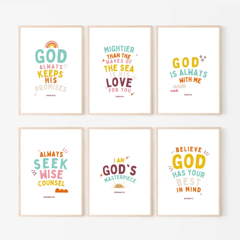 Kids Bible Verse Wall Art Sunday School Decor Christian - Etsy