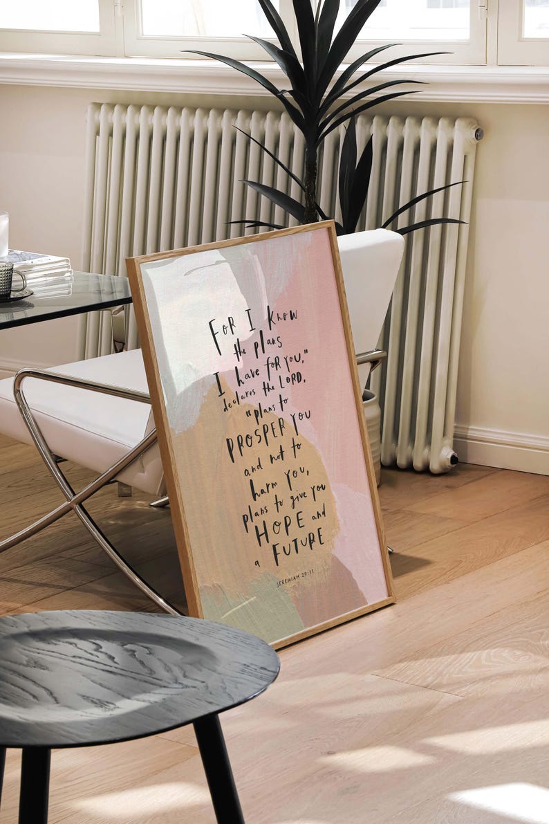 Jeremiah 29:11 Digital Art Print, Inspirational Bible Verse Wall Art ...