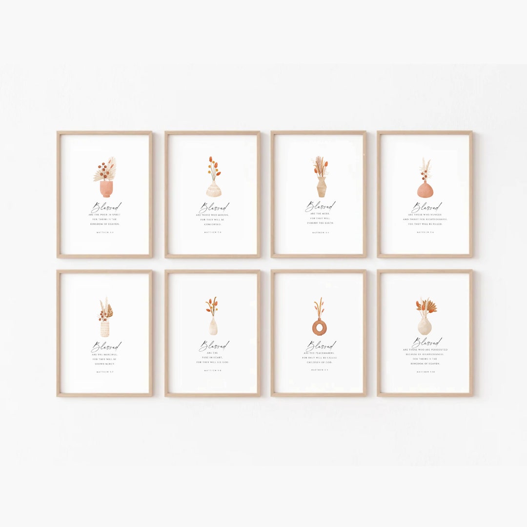 Matthew 5:3-10 the Beatitudes Bundle, Set of 8 Bible Verse Printable ...