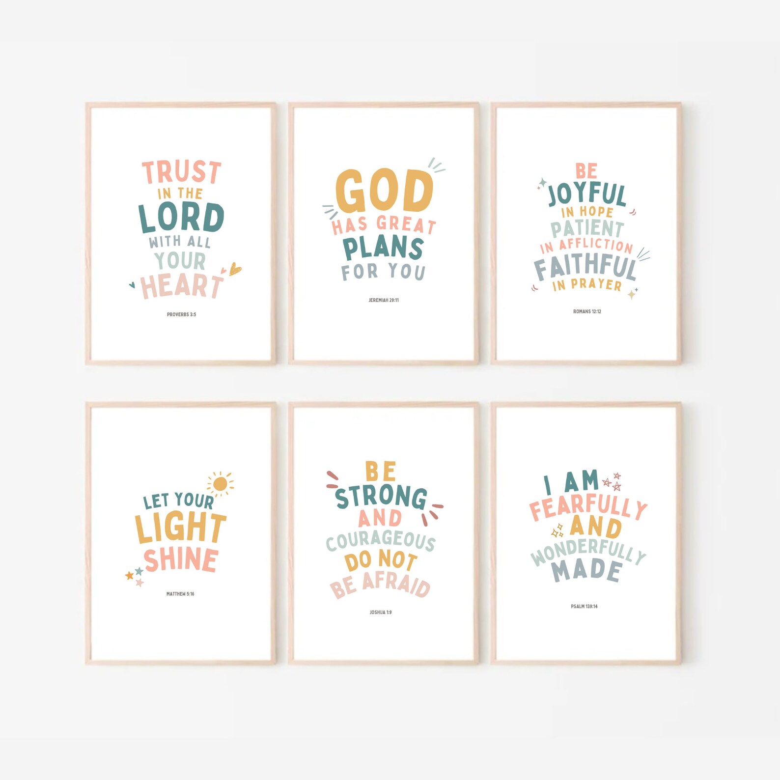 Kids Bible Verse Wall Art Sunday School Decor Christian - Etsy
