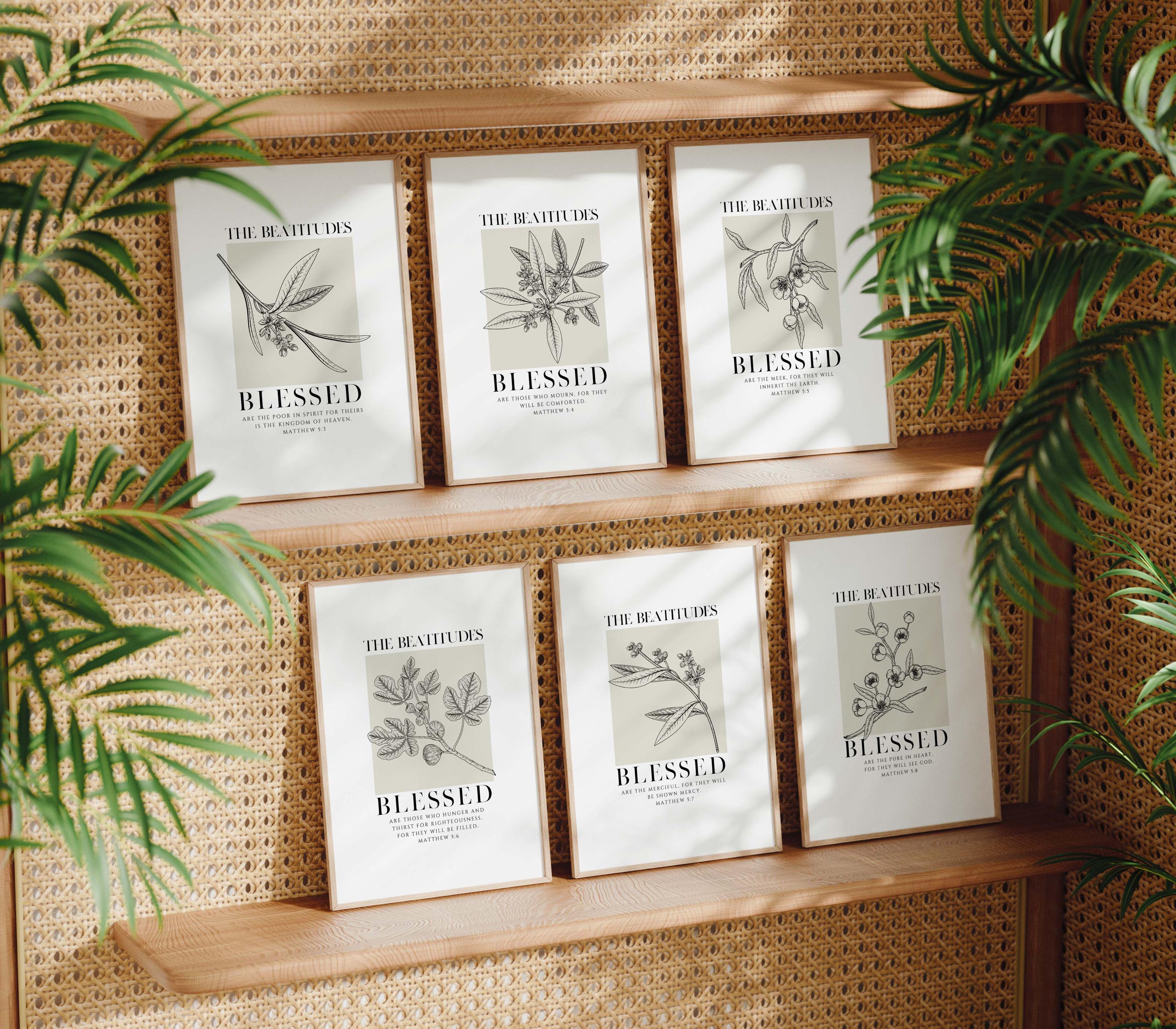 Beatitudes Wall Art Set: Floral Christian Decor Prints (digital ...