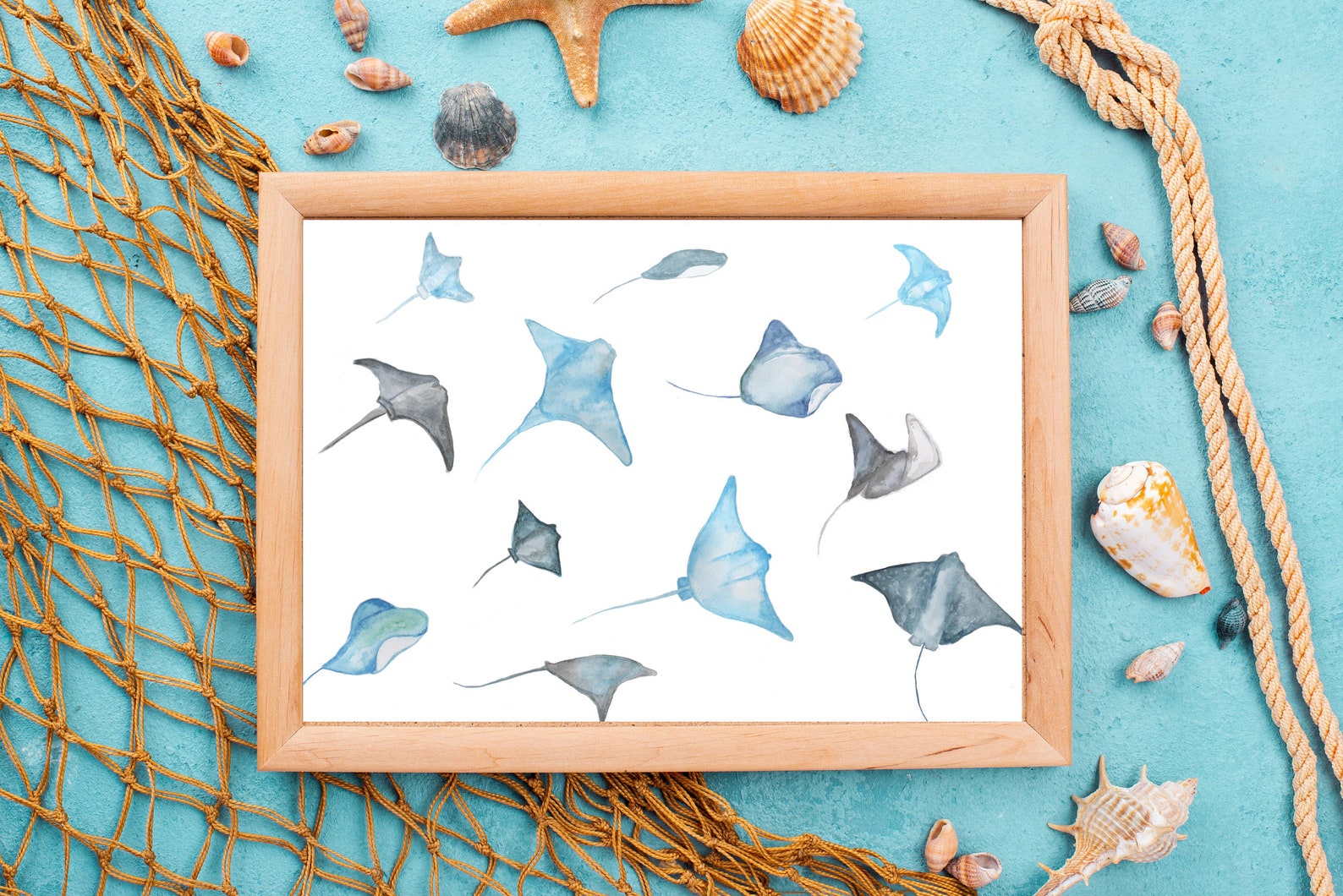 Stingray/manta Ray Water Colour Painting, Stingray Art Illustration ...