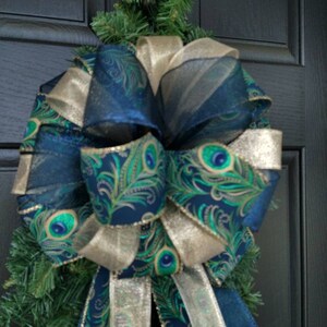 Peacock Tree Topper, Six 48 Inch Streamers, Extra Large Peacock Bow ...