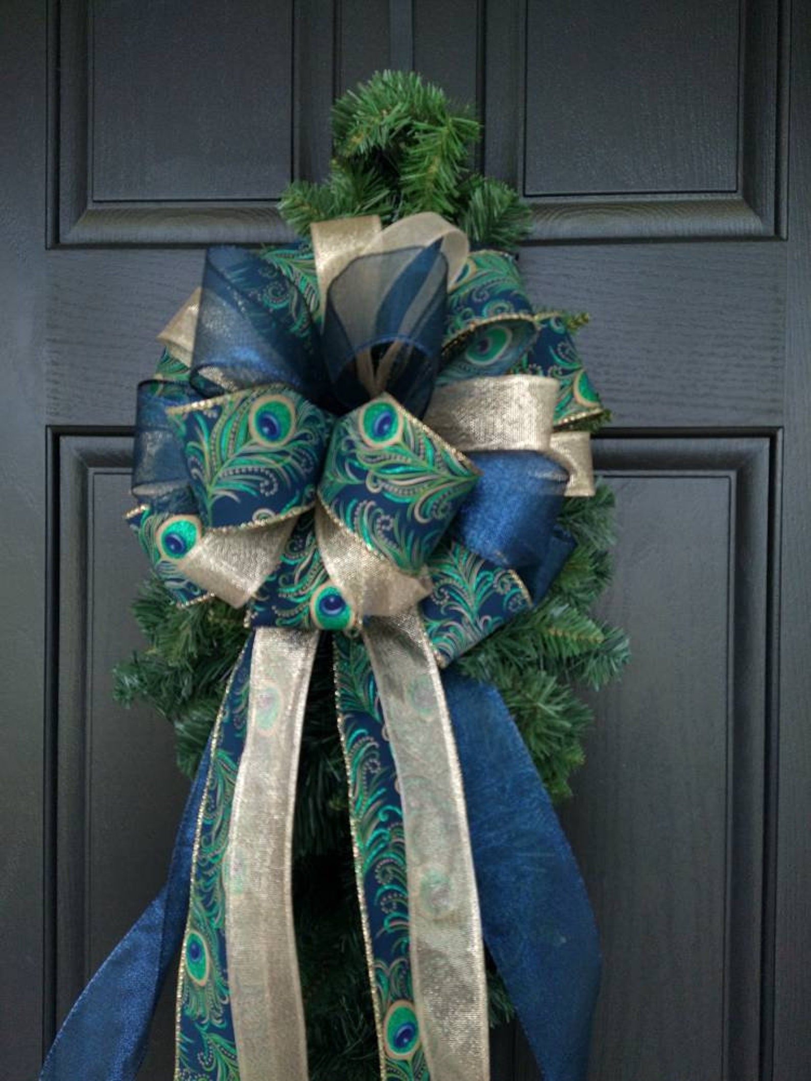 Peacock Tree Topper, Six 48 Inch Streamers, Extra Large Peacock Bow ...
