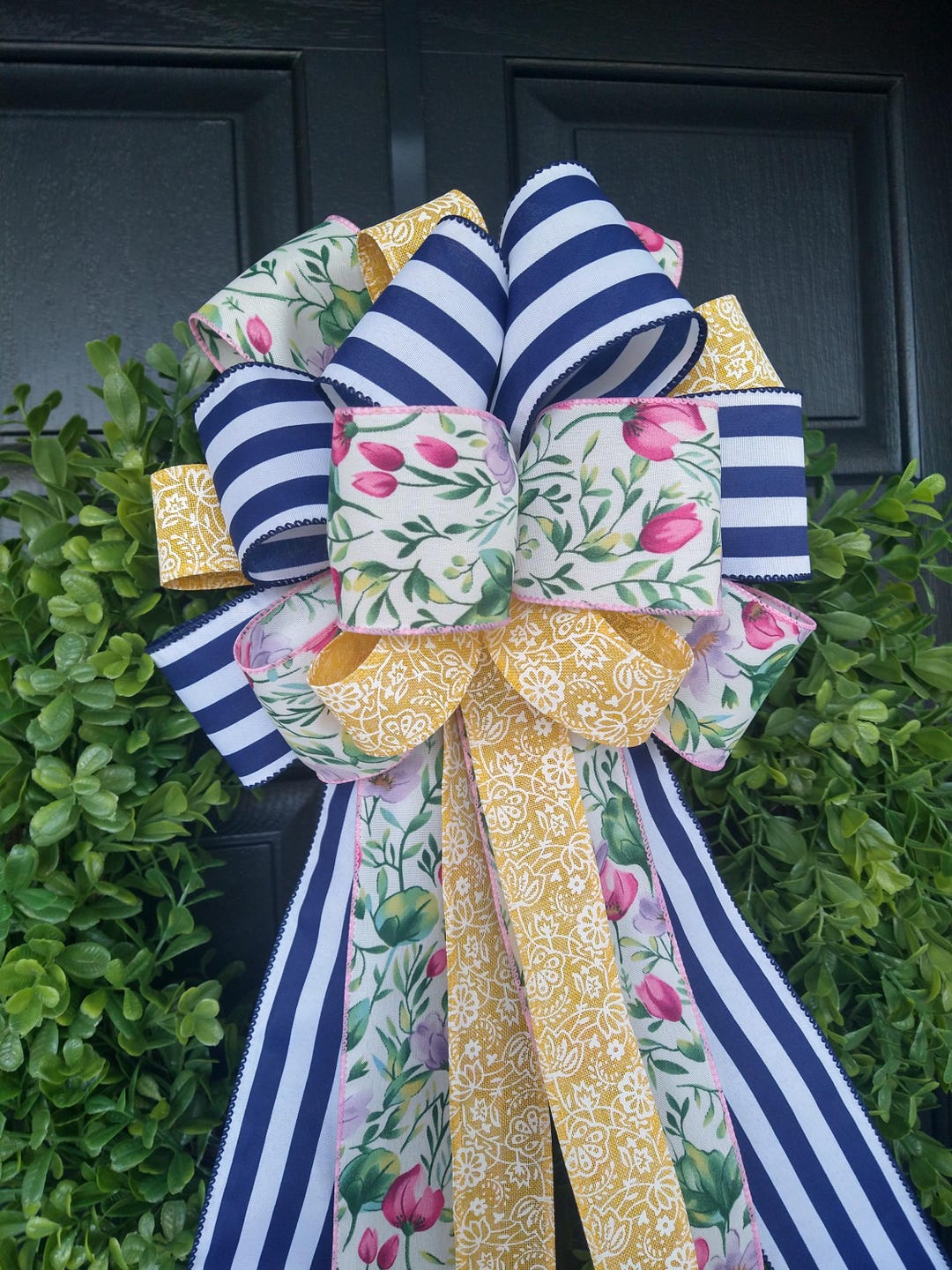 Spring Bow ~ Wreath Bow ~ Front Door Decor ~ Welcoming Spring Bow for ...