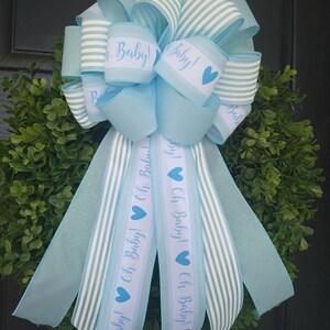 Baby Boy Bow, Baby Announcement Bow, Baby Mailbox Bow, Baby Blue Ribbon ...