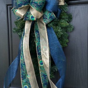Peacock Tree Topper, Six 48 Inch Streamers, Extra Large Peacock Bow ...