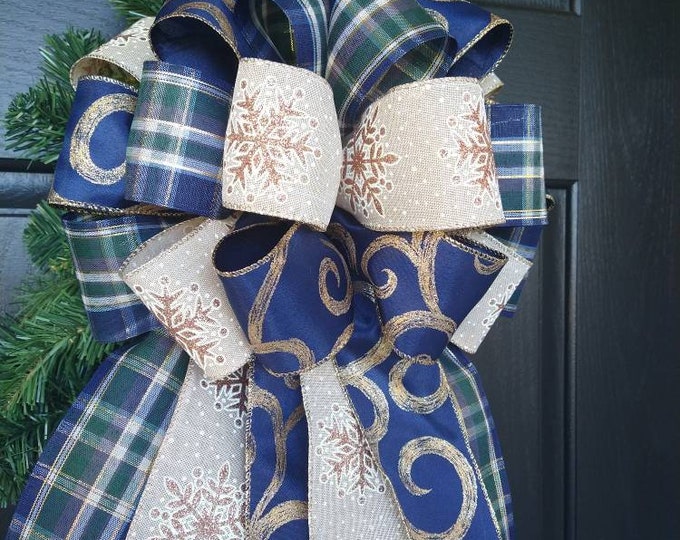 The Sonya XL Red, Navy Blue, Green, & Gold Plaid Christmas Tree Topper ...