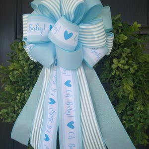 Baby Boy Bow, Baby Announcement Bow, Baby Mailbox Bow, Baby Blue Ribbon ...