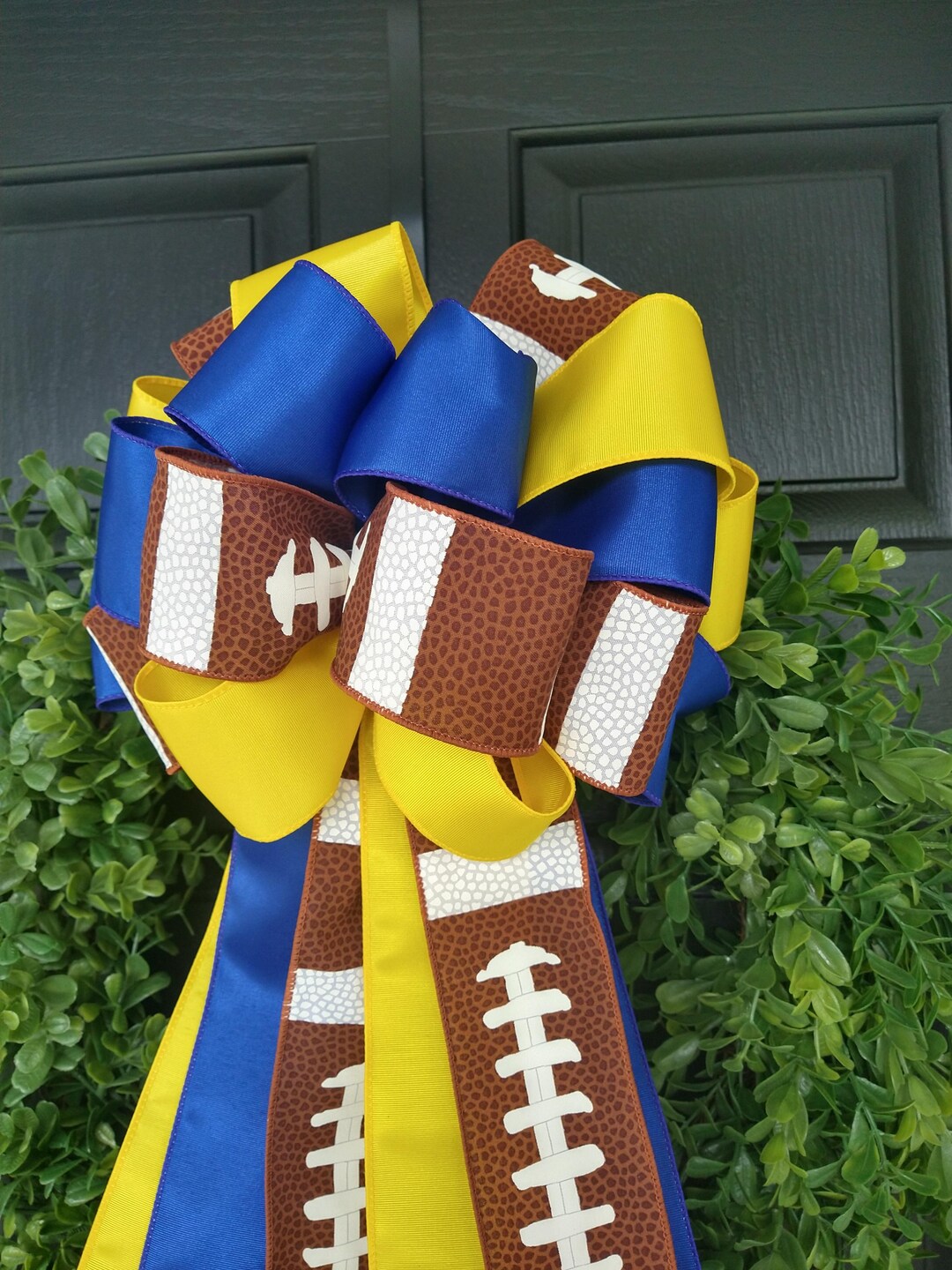 Blue & Gold Football Wreath Bow: Collegiate Tailgate Decor - Etsy