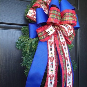 Nutcracker Bugle Boy Soldier, Red Tartan, and Blue Ribbon With Wire ...