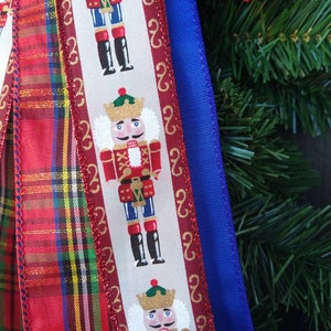 Nutcracker Bugle Boy Soldier, Red Tartan, and Blue Ribbon With Wire ...