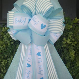 Baby Boy Bow, Baby Announcement Bow, Baby Mailbox Bow, Baby Blue Ribbon ...