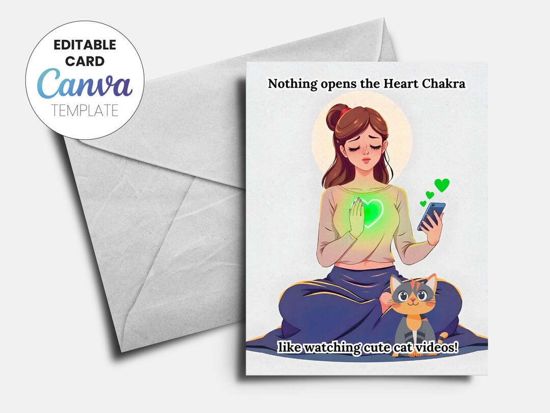 Editable Heart Chakra Greeting Card Humorous Spiritual Gift Open Heart ...