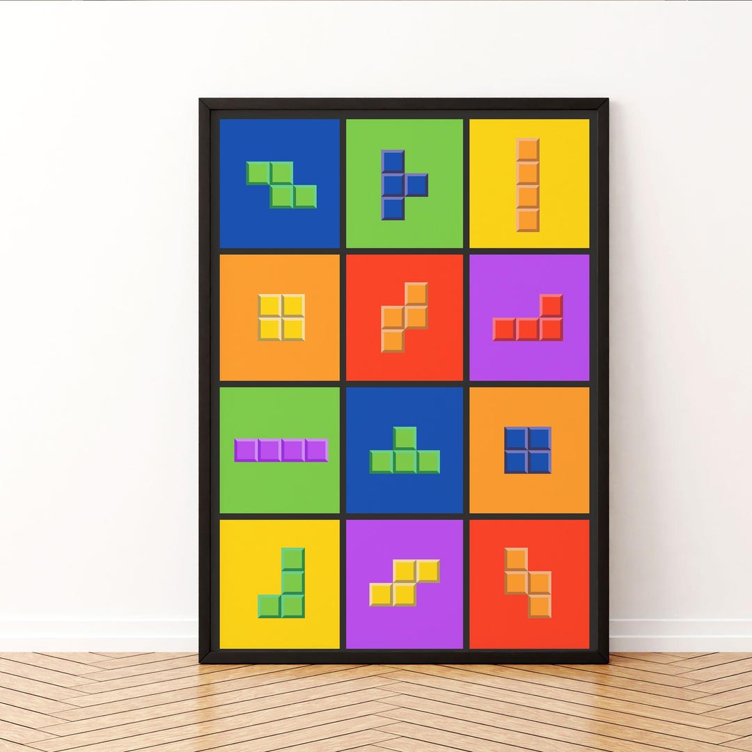 Retro Tetris-inspired Pop Art Poster, Gift for Gamers and Retro ...