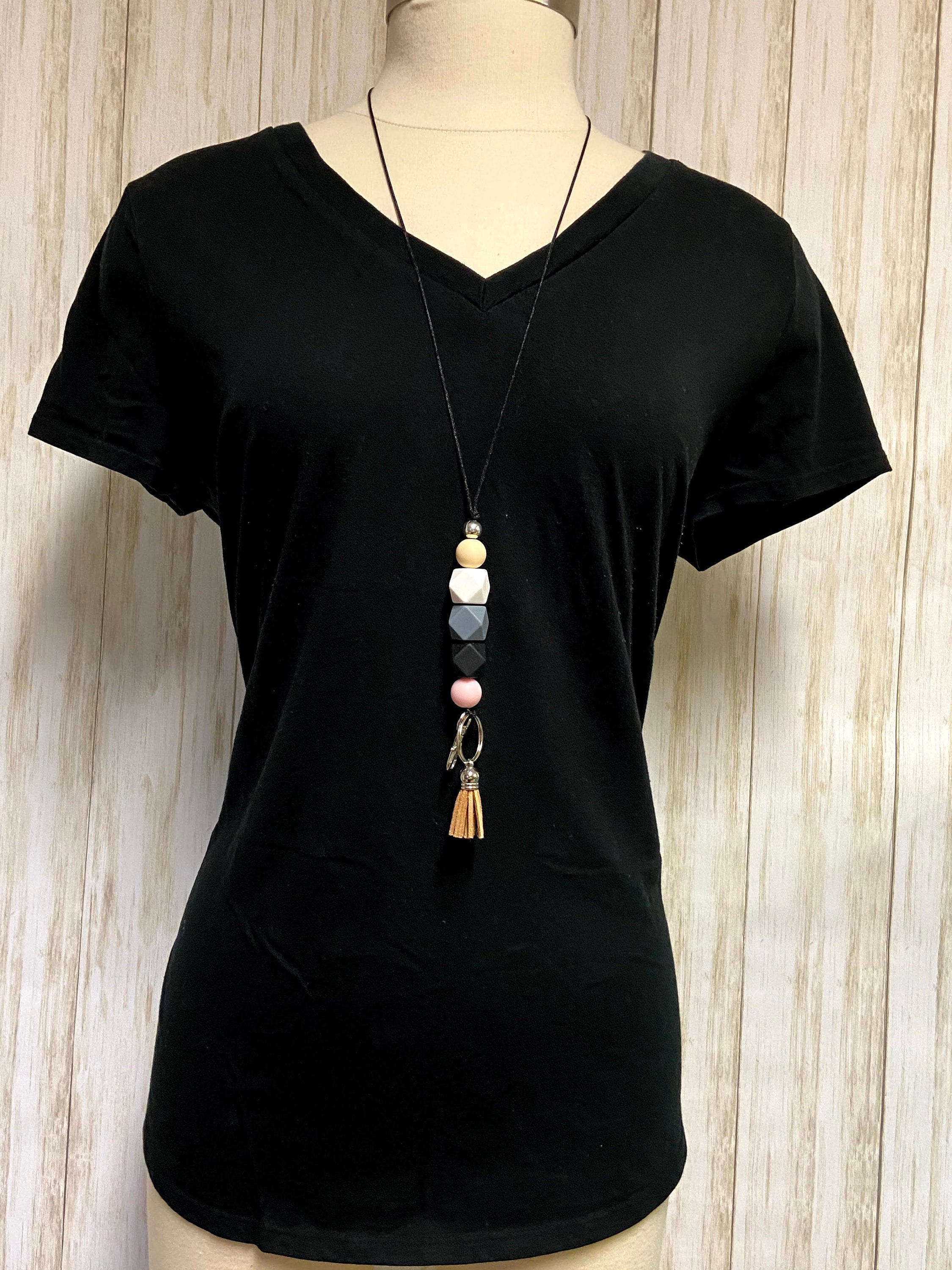 Black Hexagon and Circle Silicone Bead Lanyard - Etsy