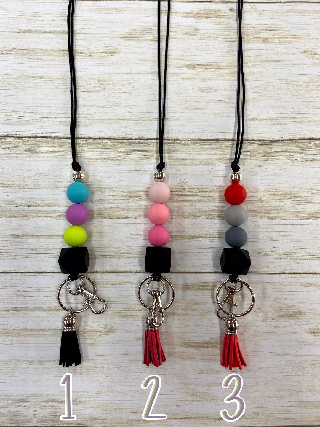 Black Hexagon and Circle Silicone Bead Lanyard - Etsy