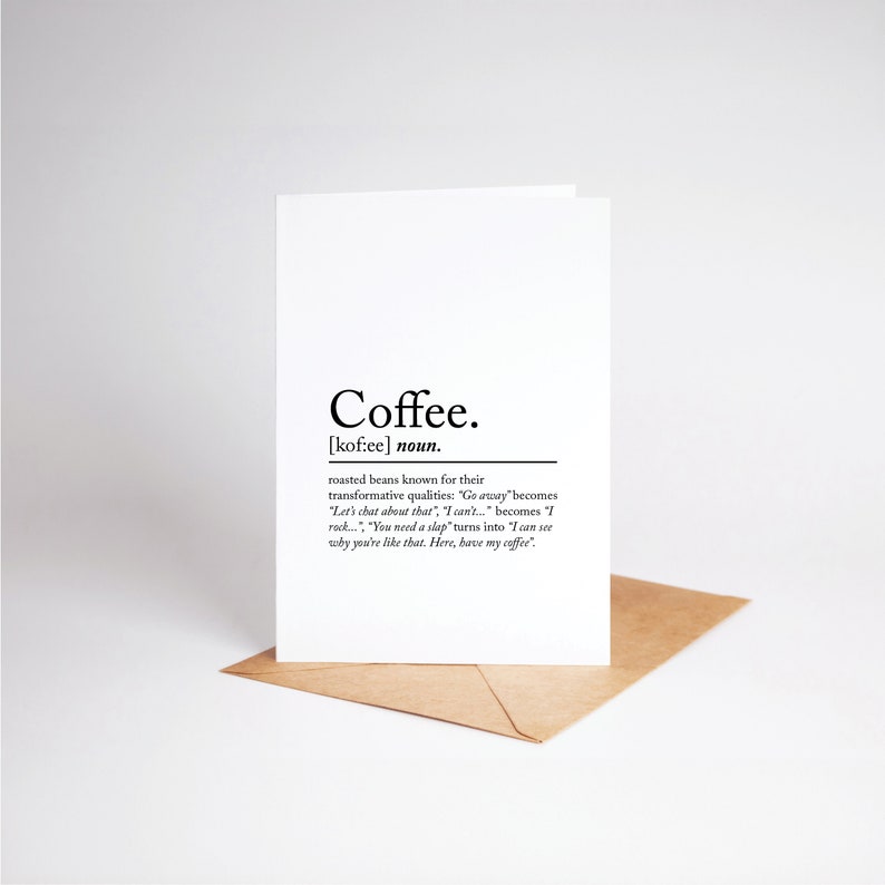 Funny Coffee Definition Greeting Card. Birthday Card Digital Download ...