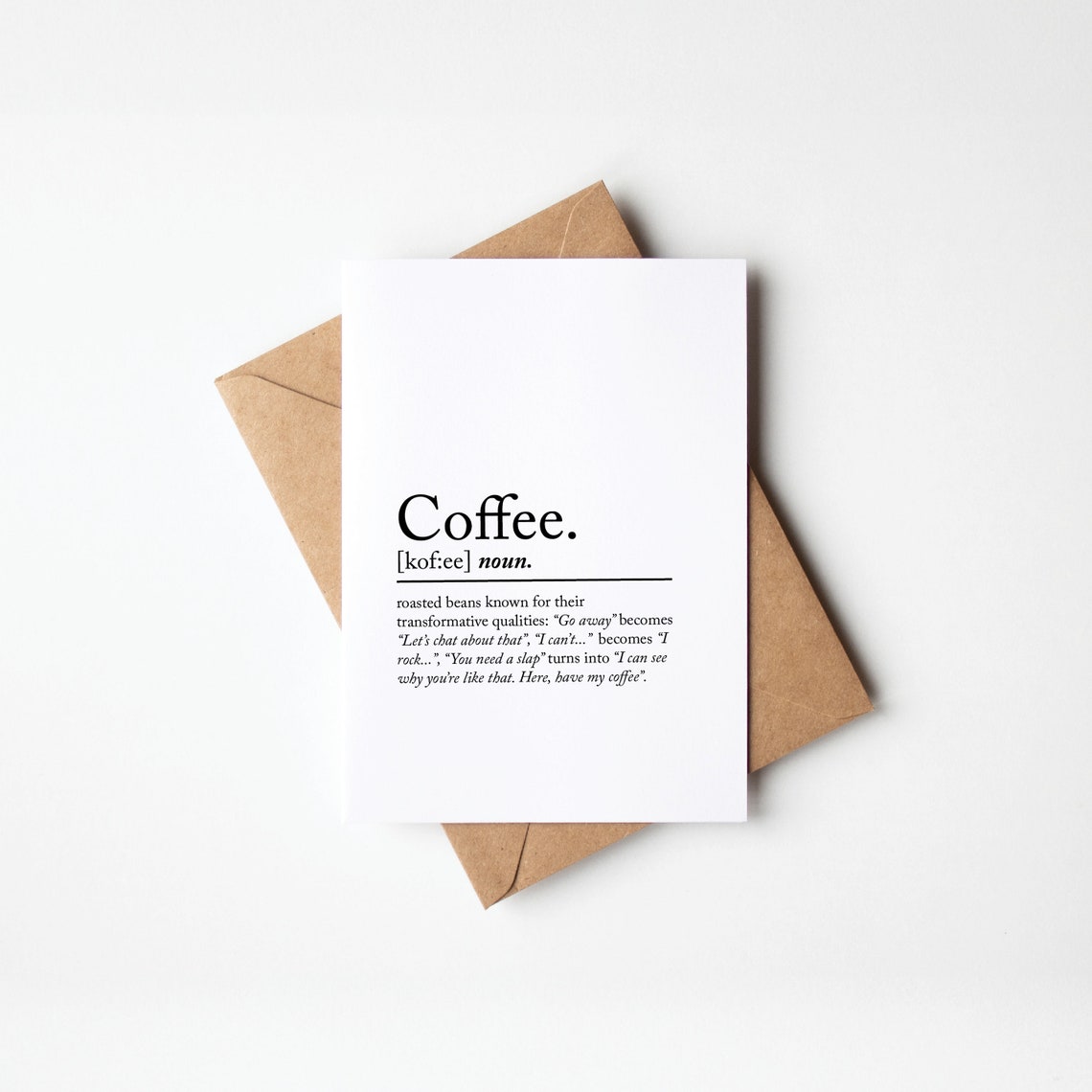 Funny Coffee Definition Greeting Card. Birthday Card Digital Download ...