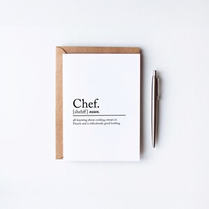 Funny Chef Definition Card Digital Download. Birthday Card. Foodie ...