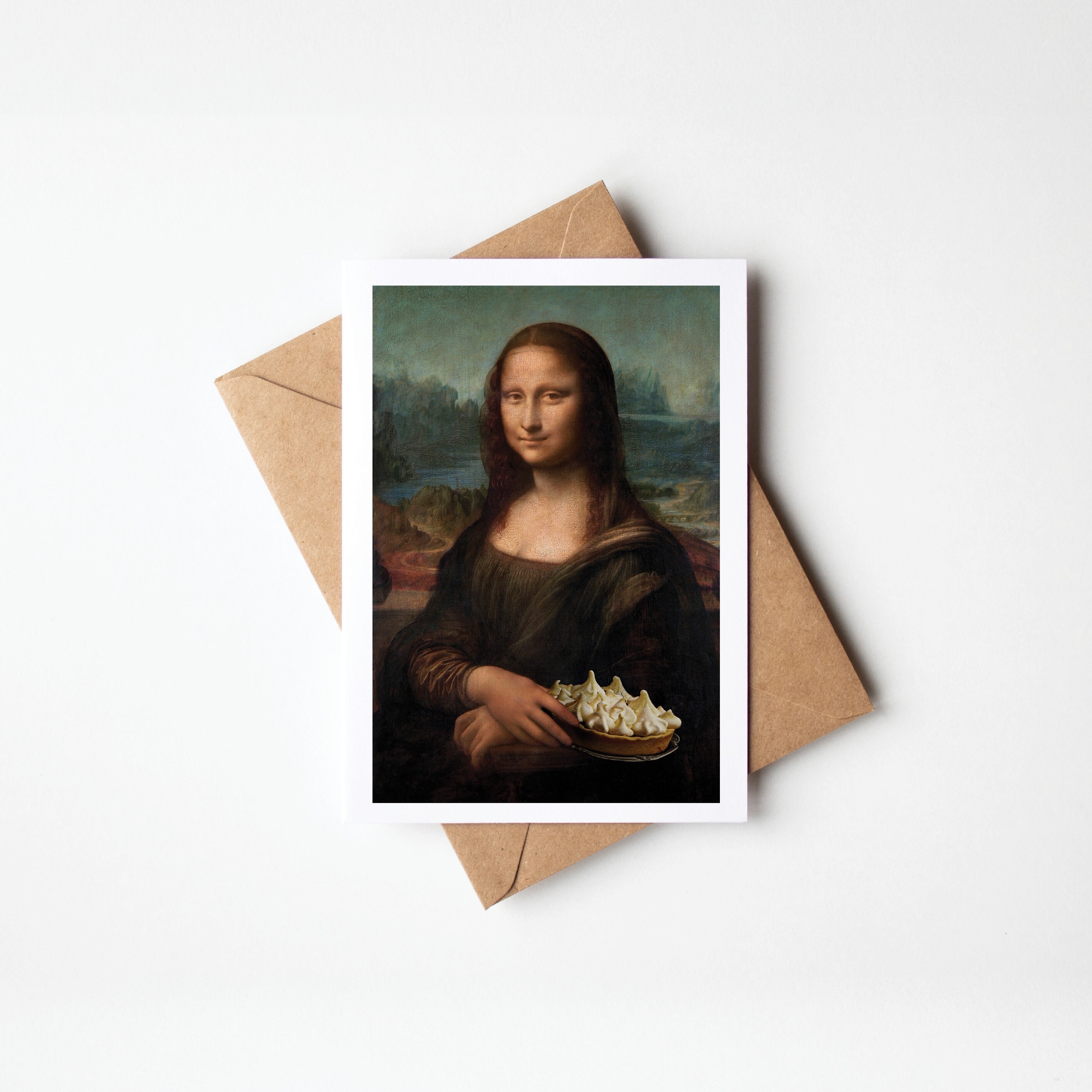 Funny Mona Lisa Lemon Meringue Pie Greeting Card. Quirky Birthday Card ...
