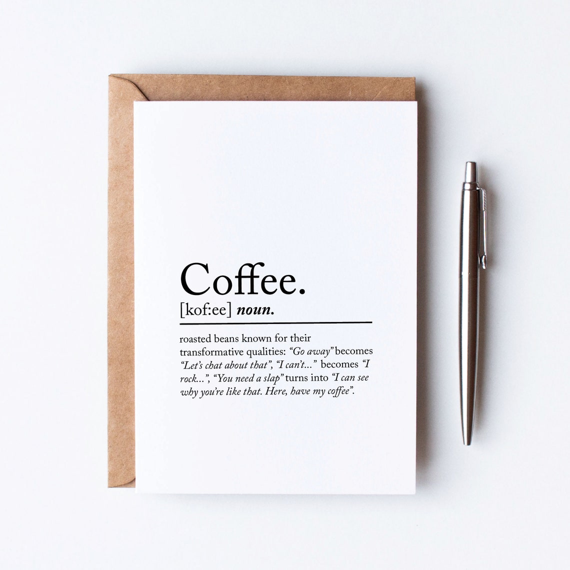 Funny Coffee Definition Greeting Card. Birthday Card Digital Download ...