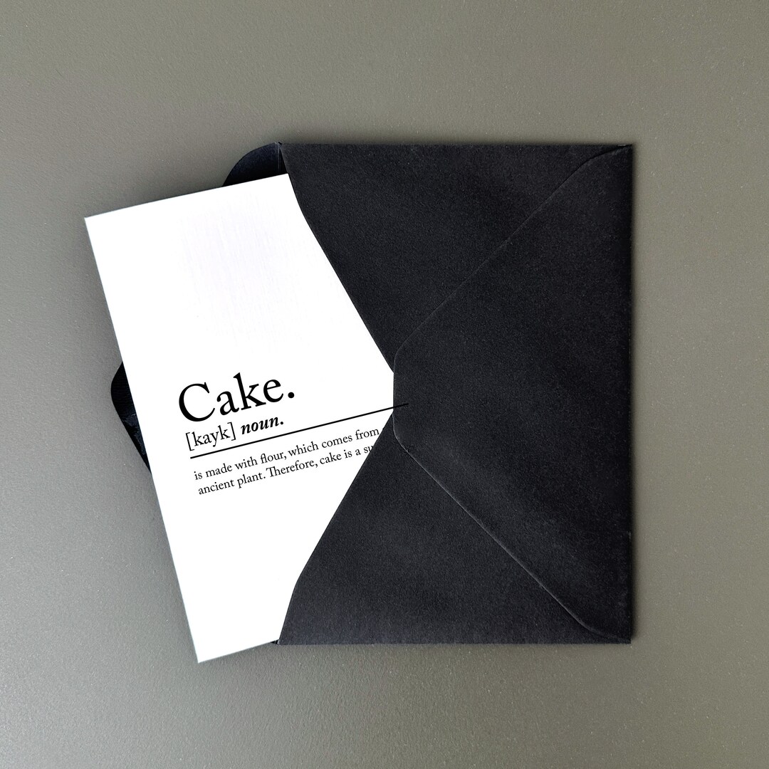 Funny Cake Definition Card Digital Download. Birthday Card. Foodie ...