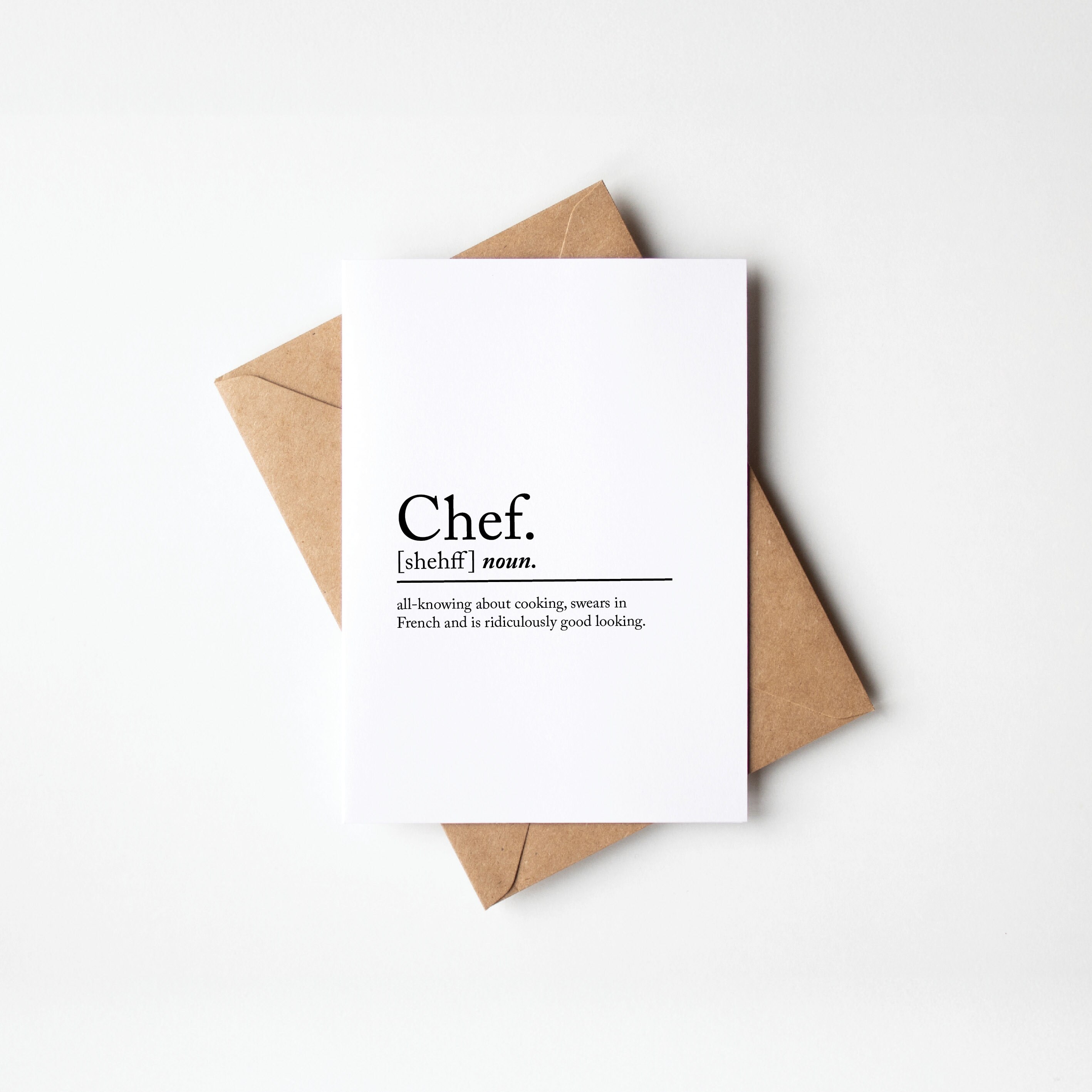 Funny Chef Definition Card Digital Download. Birthday Card. Foodie ...