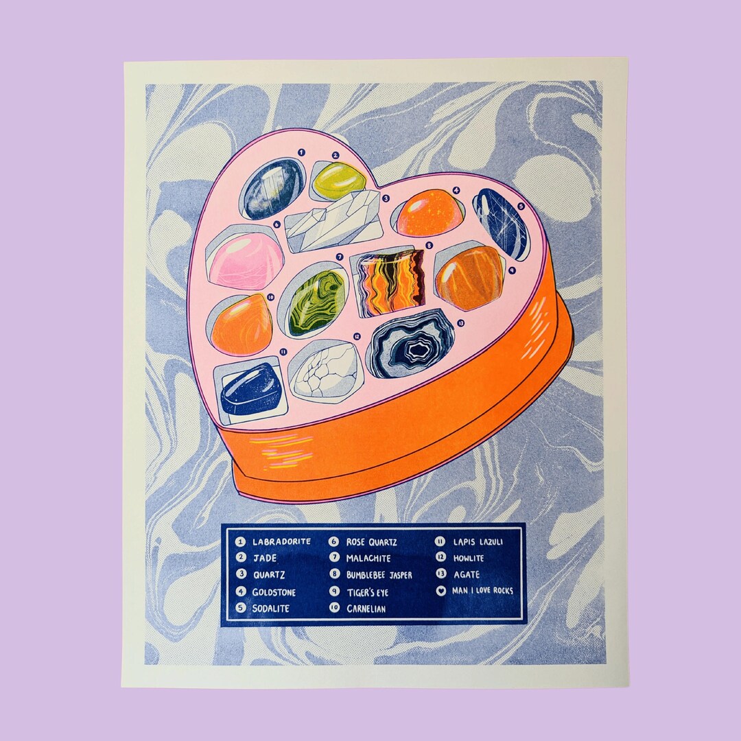 Man I Love Rocks and Gemstones | 11"x14" Risograph Print - Etsy