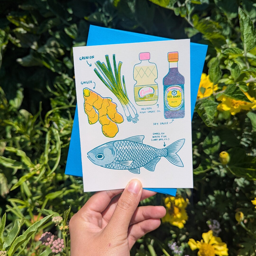 Steamed Fish | Recipe Greeting Card 4.25"x5.5" - Etsy