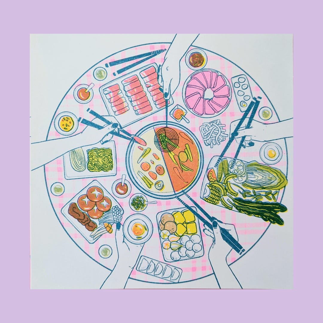 Hot Pot 8.5"x8.5" | Risograph Print - Etsy