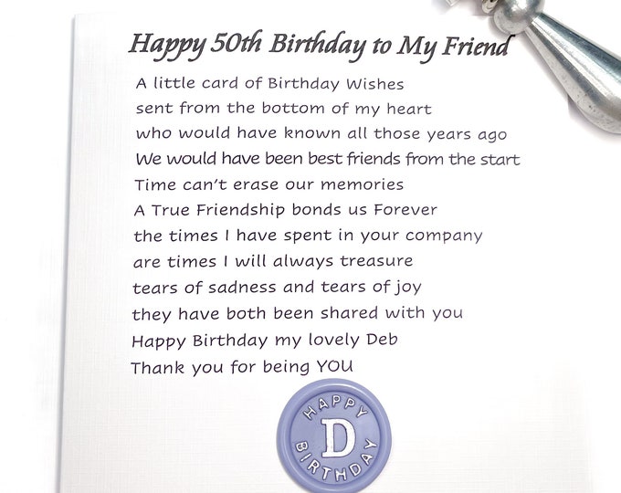 50th Birthday Card for Friend, Best Friend Birthday Card for Friends ...